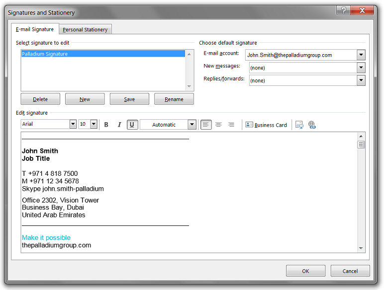 Palladium Email Signature Creator
